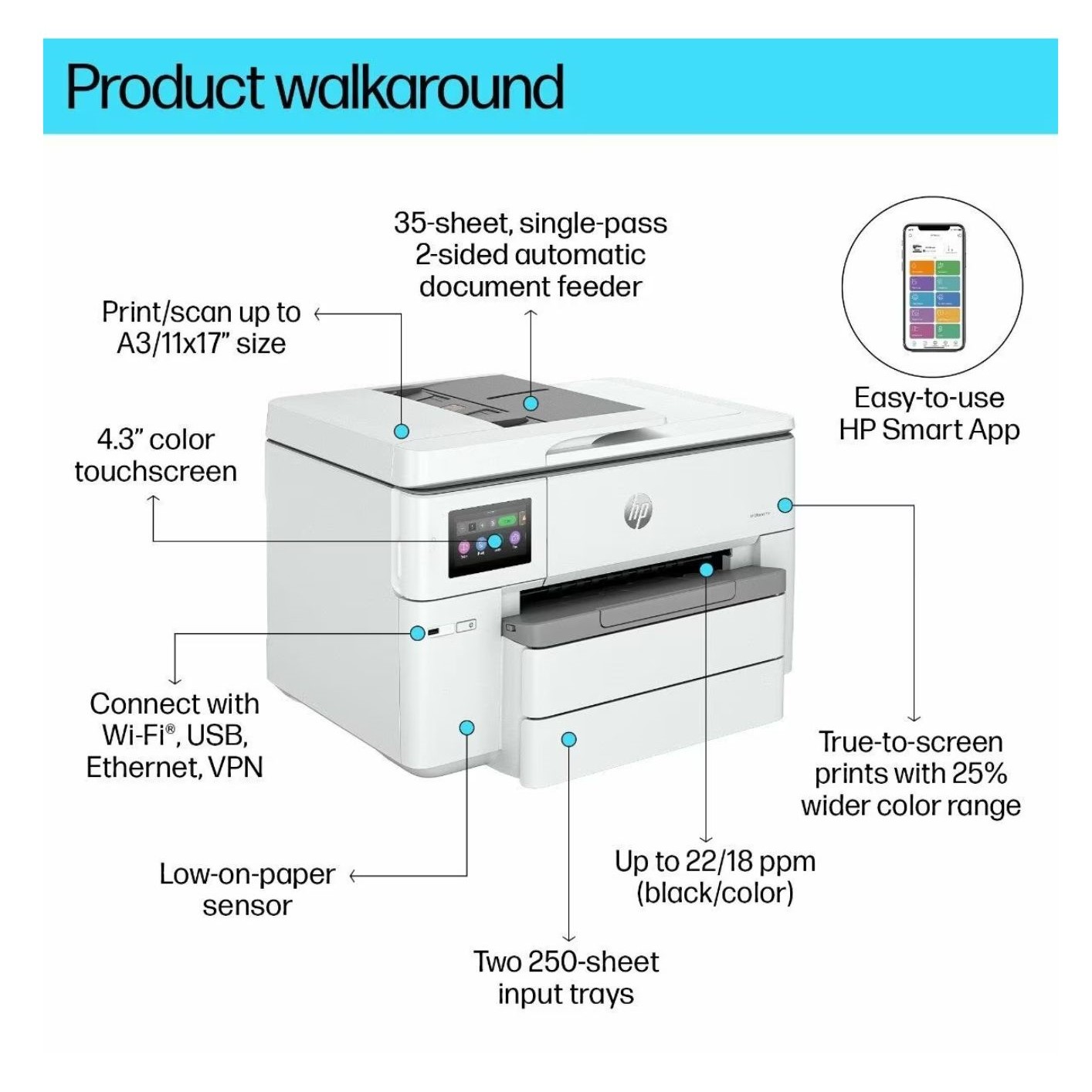 Buy HP OfficeJet Pro 9730 Wide Format All-in-One Printer - (537P5C) at ...